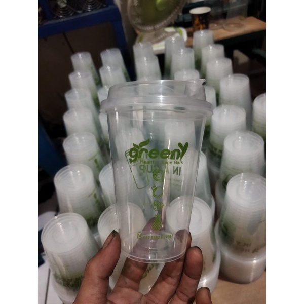 Jual cup injection Thinwall 14oz + Lid dan stoper sablon custom 1000pcs ...