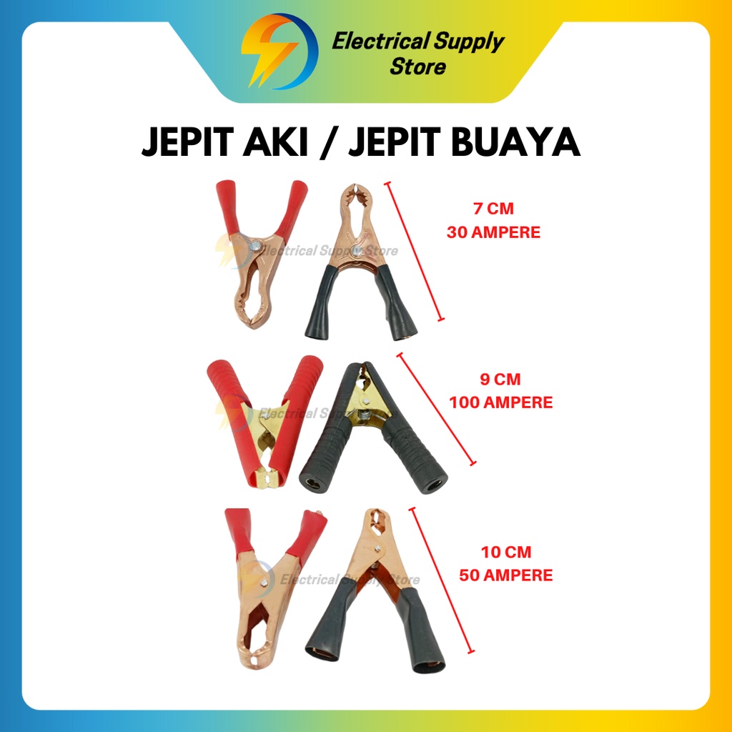 Jual JEPIT AKI / JEPIT BUAYA KUNINGAN 7 CM (30 AMPERE) & 9 CM (100 ...