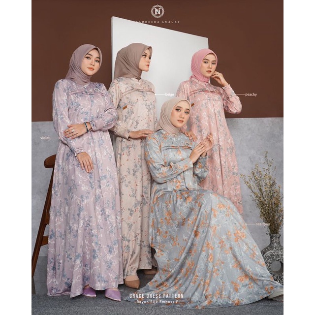 Jual Grace dress pattern nadheera luxury | Shopee Indonesia