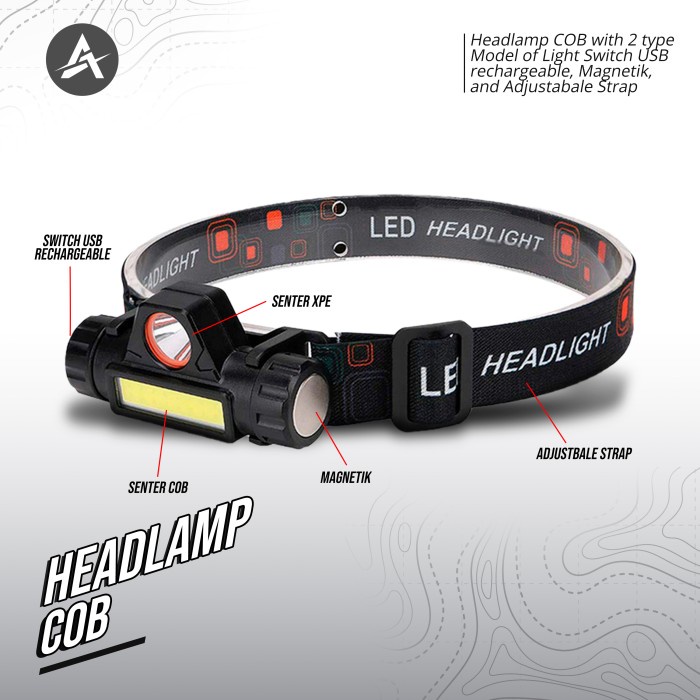 Jual SENTER KEPALA MINI HEAD LAMP LED COB RECHARGEABLE PLUS MAGNET ...