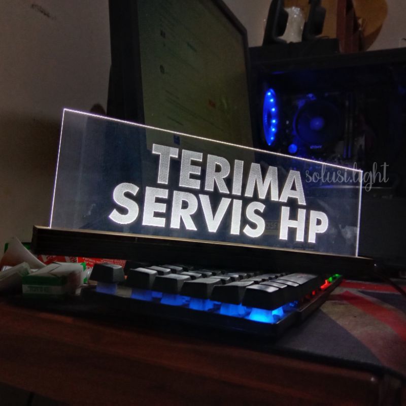 Jual Tulisan Lampu Akrilik TERIMA SERVIS HP Ukuran 30 x 10cm - Akrilik ...