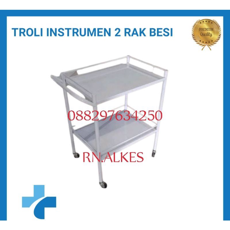 Jual COD troli instrumen besi 2 tahap besi/troly instrumen 2 rak besi ...