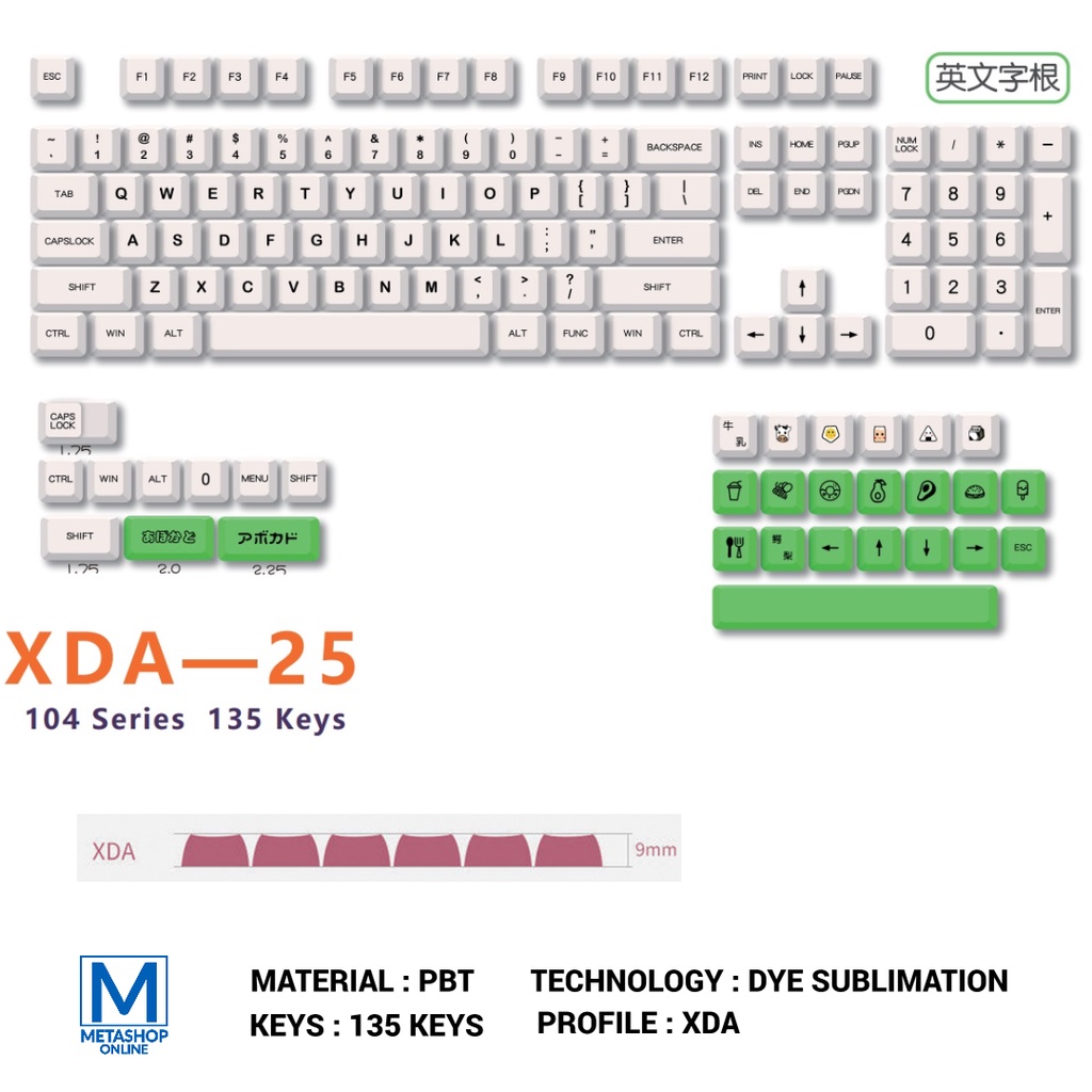 Jual Keycaps PBT XDA Profile Dye Sublimation Sub Set Mechanical ...