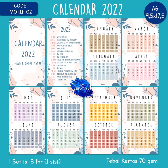 Jual ISI BINDER CALENDAR 2022 / KALENDAR 2022 A6 (6 RING) | Shopee Indonesia