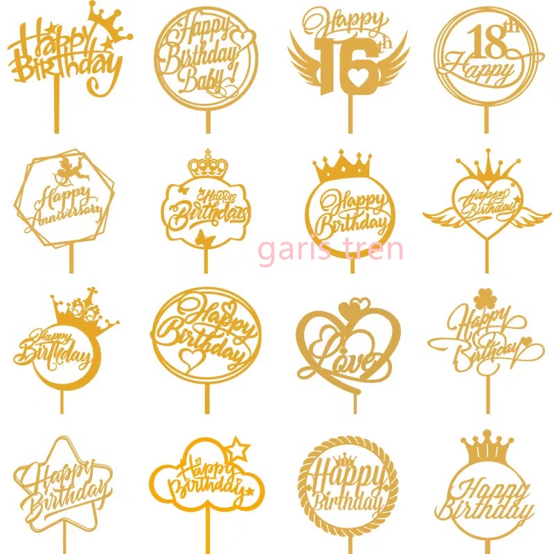 Jual 10pcs Cake Topper Happy Birthday Gold / Topper Cake Dekorasi Kue ...