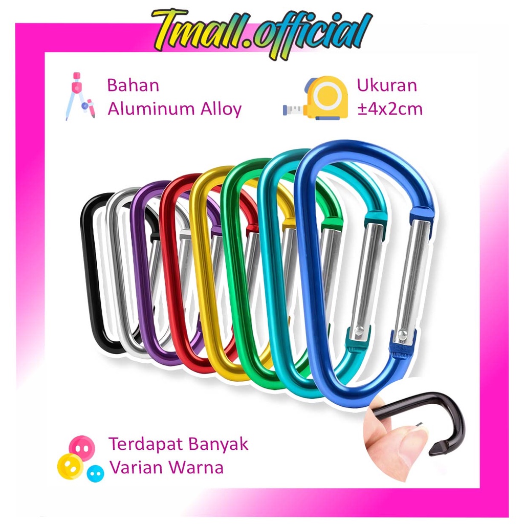 Jual TMALL R527 Carabiner Gantungan Kunci Aluminium Alloy 5 D shape ...