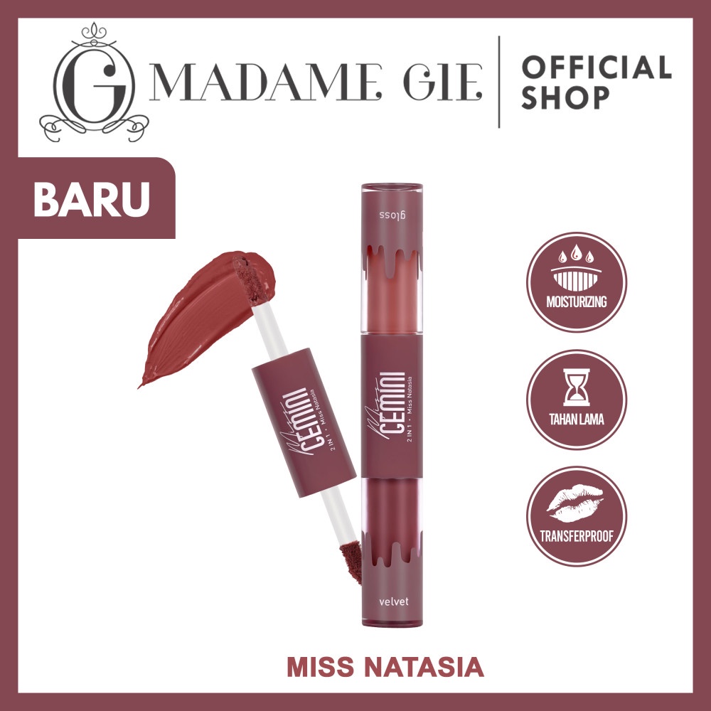 Jual MADAME GIE Miss Gemini 2in1 Gloss & Velvet - Make Up Lipstick ...