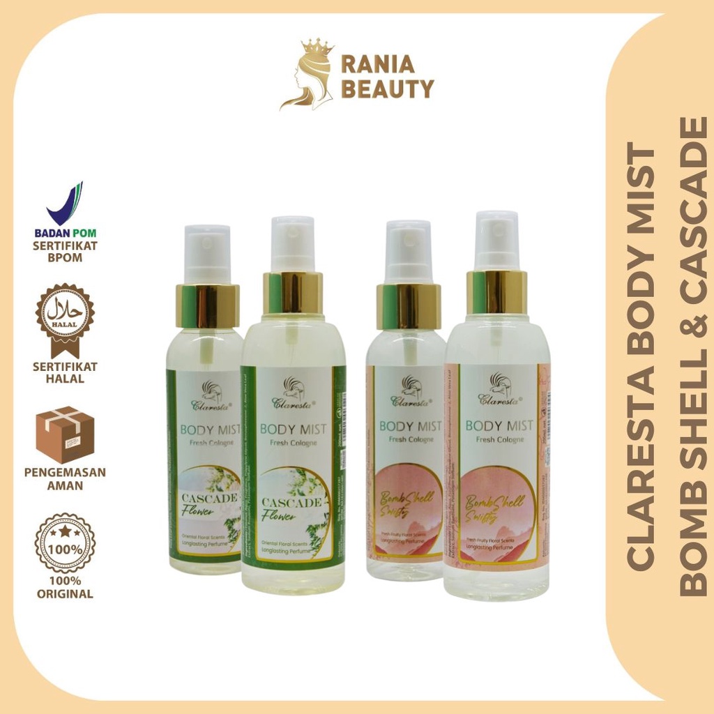 Jual Claresta Body Mist Fresh Cologne Parfum Bomb Shell Cascade ~ Rania ...