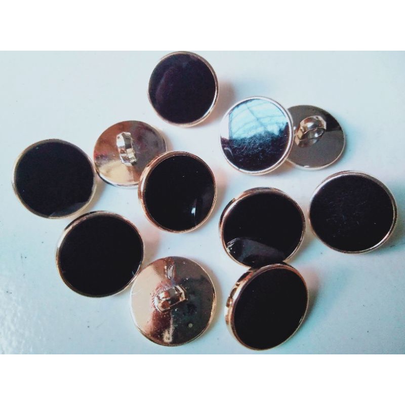 Jual kancing jamur polos gold hitam/silver ukuran 13mm / 18mm isi 50pcs ...