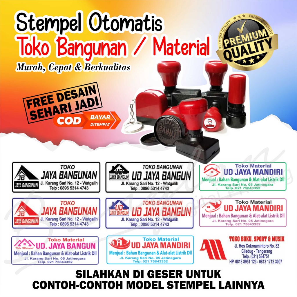 Jual Stempel Otomatis Toko Bangunan, Toko, Lunas, Sekolah, Konter ...