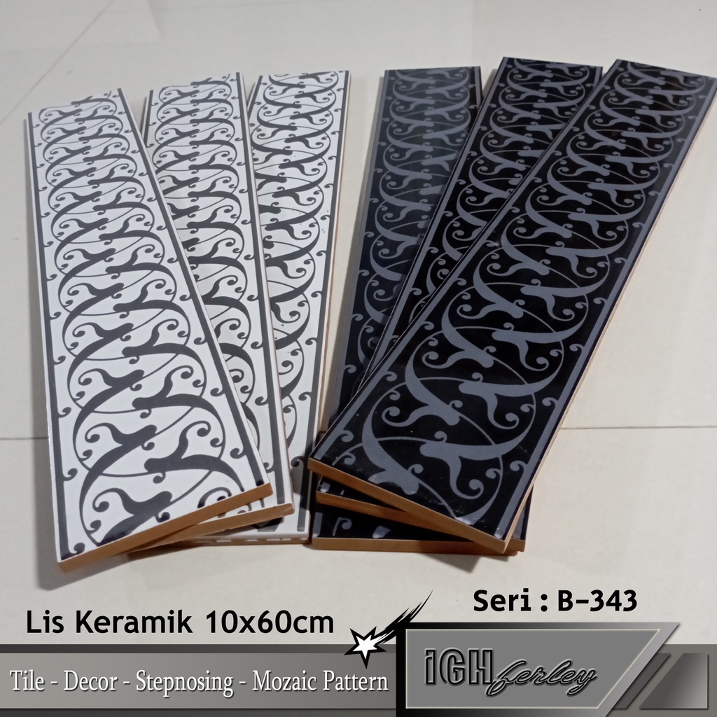 Jual Lis Keramik Dinding 10x60cm Glossy Motif Rantai Floral | Shopee ...