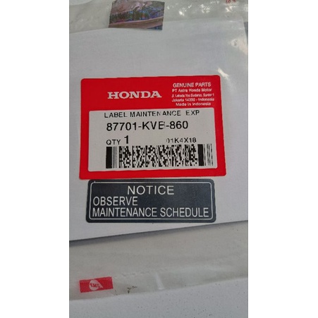 Jual stiker label maintenance original honda | Shopee Indonesia