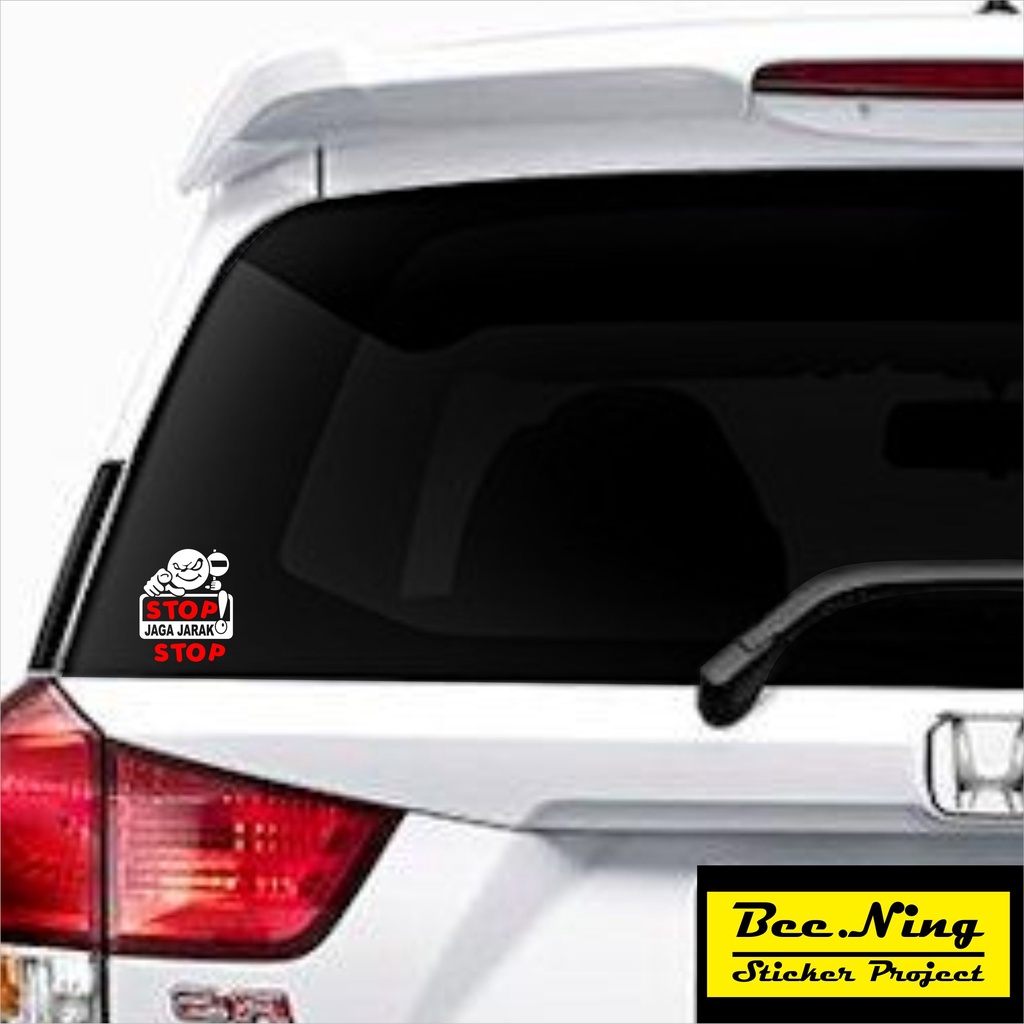 Jual STIKER KACA MOBIL STOP JAGA JARAK STOP 19 CM STIKER MOBIL KEREN ...