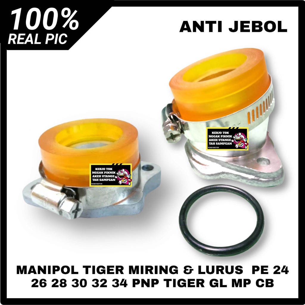 Jual MANIPOL MANIFOLD INTAKE TIGER MIRING DAN LURUS TEFLON PE PWK 24 26 28 30 32 34 HONDA CB GL ...