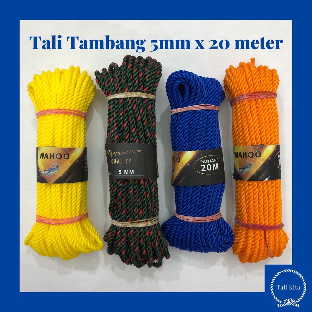 Jual Tali Tambang Plastik PE 5 mm 20 meter Panjang Kuat Kualitas ...