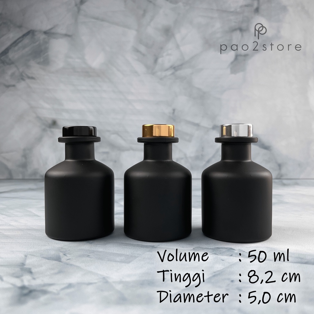 Jual Botol Reed Diffuser 50ml - Kaca Tebal Black Hitam Doff - Belly Pot ...