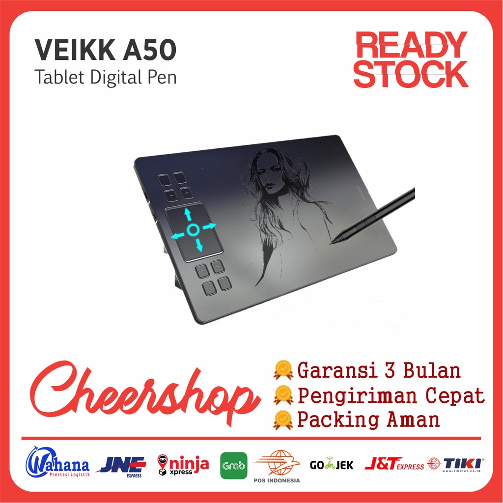 Jual VEIKK A50 Graphics Menggambar Tablet Digital Pen 8192 Sensitivitas ...