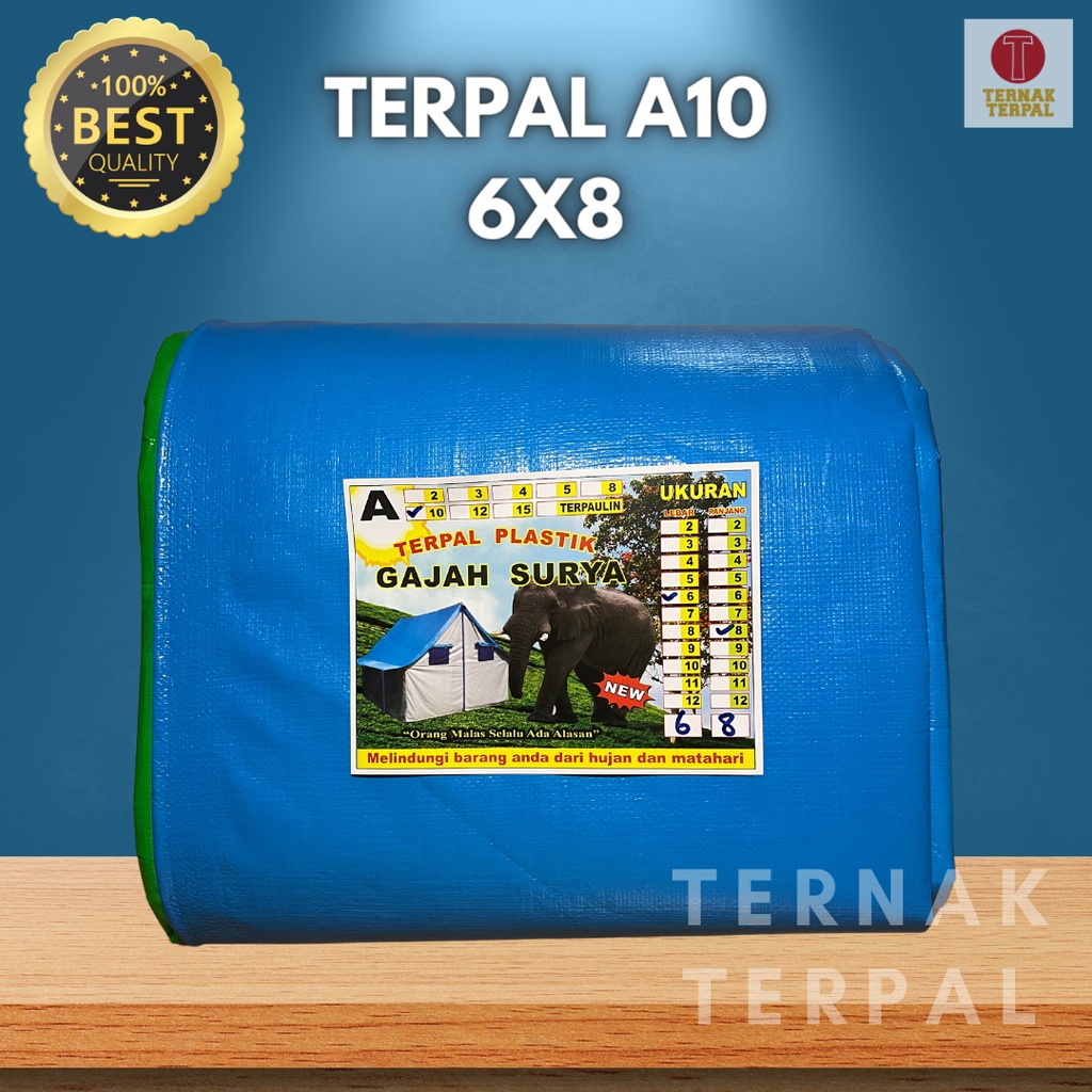 Jual Terpal Plastik A10 6x8 Biru - Hijau Gajah Surya | Shopee Indonesia