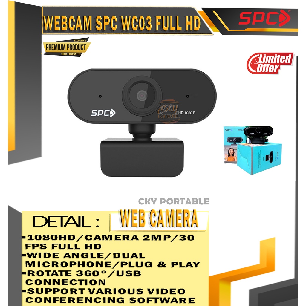 Jual WEBCAM SPC WC03 FULL HD1080 FULL HD PC / LAPTOP | Shopee Indonesia
