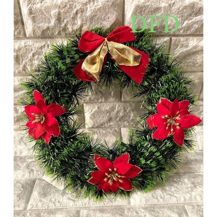 Jual Krans Natal Bunga Pita Besar Hiasan Gantungan Pintu Dekorasi ...