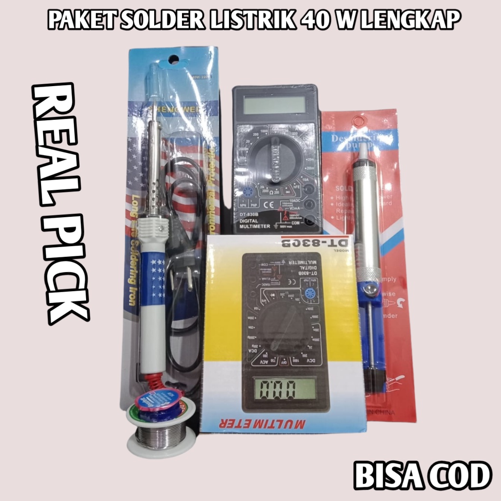 Jual PAKET SOLDER LENGKAP 40 WATT - TIMAH - SEDOTAN TIMAH - MULTITESTER ...