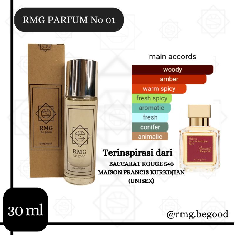 Jual Parfum RMG No 01 Terinspirasi dari BACCARAT ROUGE 540 UNISEX ...