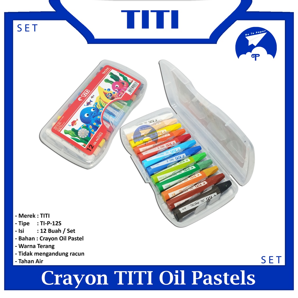 Jual TITI- Crayon Oil Pastel 12 Color Krayon 12 Warna TI-P-12S | Shopee ...