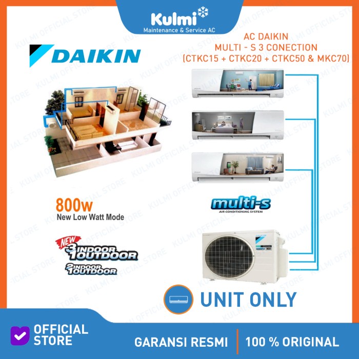 Jual AC Daikin AC Multi S 1/2 PK + 3/4 PK + 2 PK 3 Koneksi MKC70 Inverter Unit Only | Shopee ...