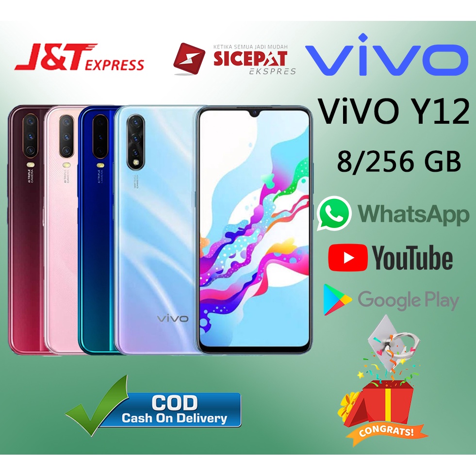 Jual HP VIVO Y12 Ram 8/256GB Smartphone 4G LET 6.35 inches Layar Penuh 13MP+8MP Handphone COD ...