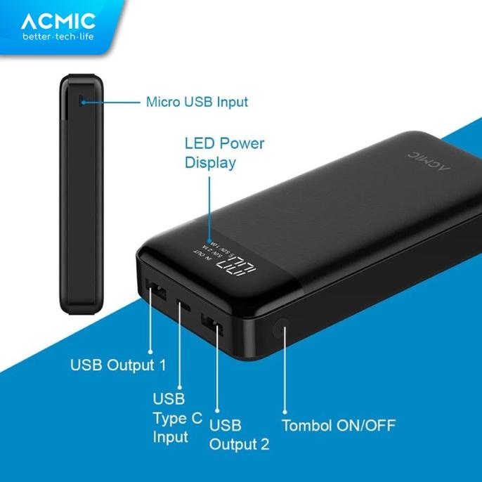 Jual ACMIC D20 20000mAh Digital Display + 2A Fast Charge PowerBank ...