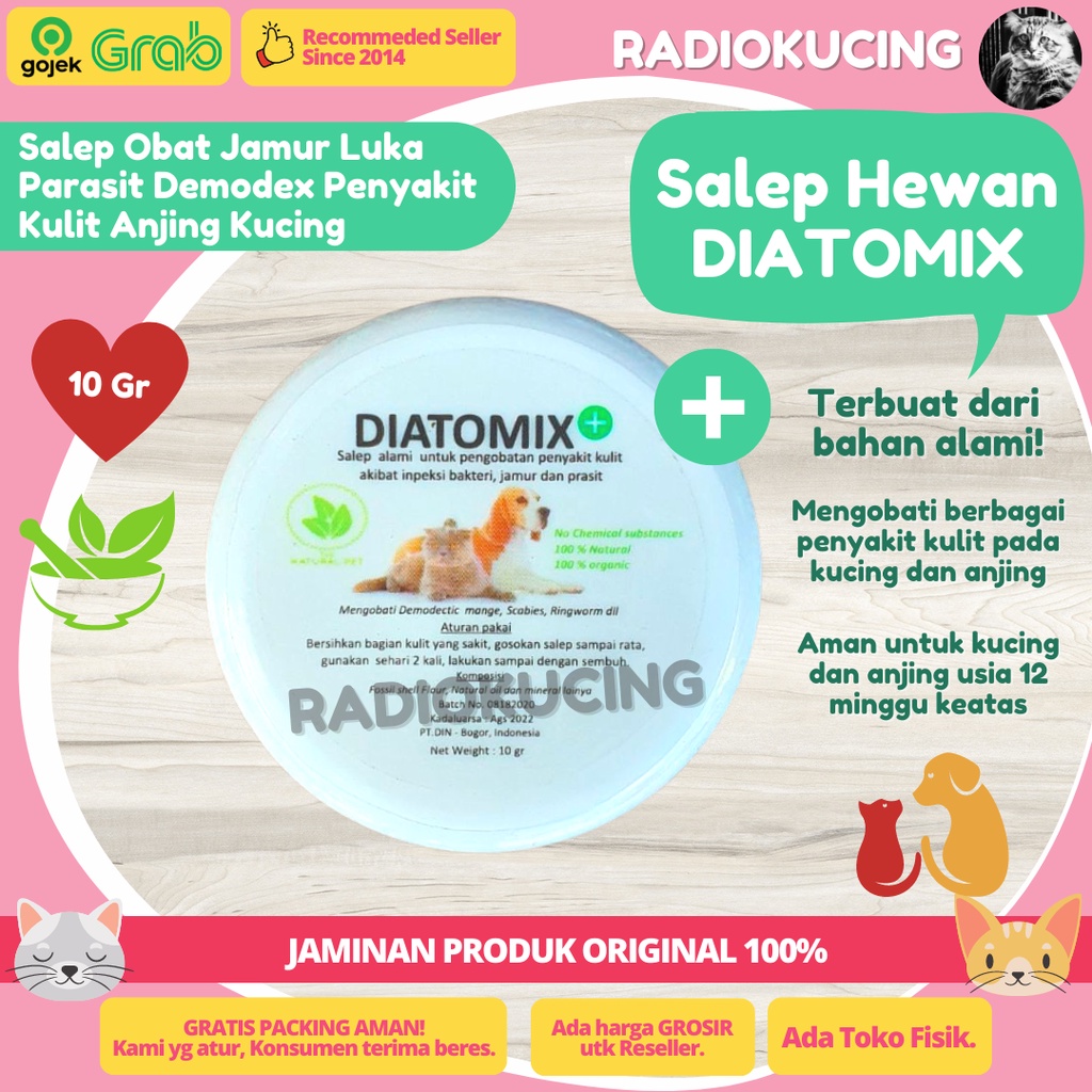 Jual DIATOMIX Salep Hewan Obat Jamur Luka Parasit Demodex Penyakit Kulit Anjing Kucing [ JUWIES ...