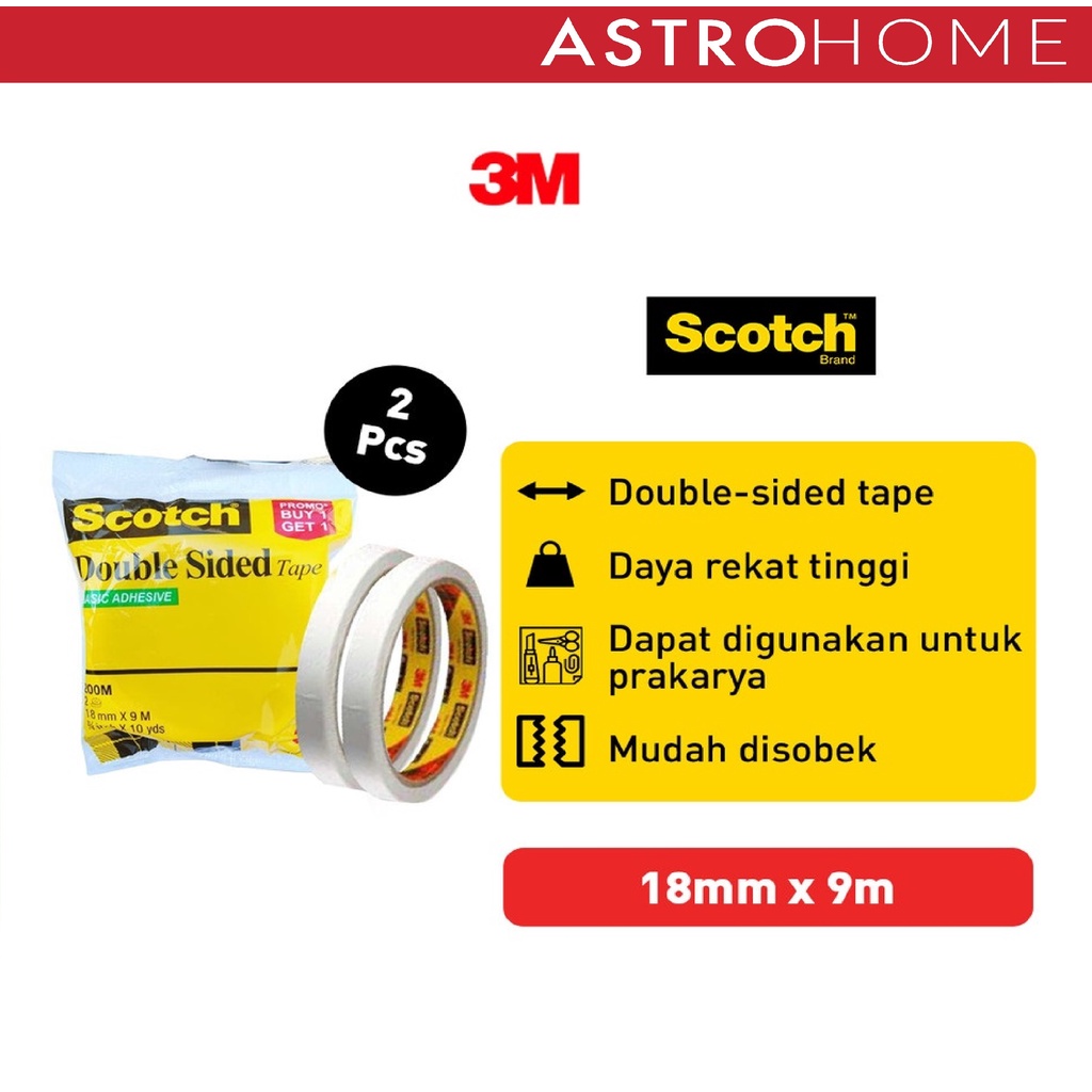 Jual Isolasi Selotip Lakban Dobel Tip 2 Sisi Scotch 3M Double Sided ...