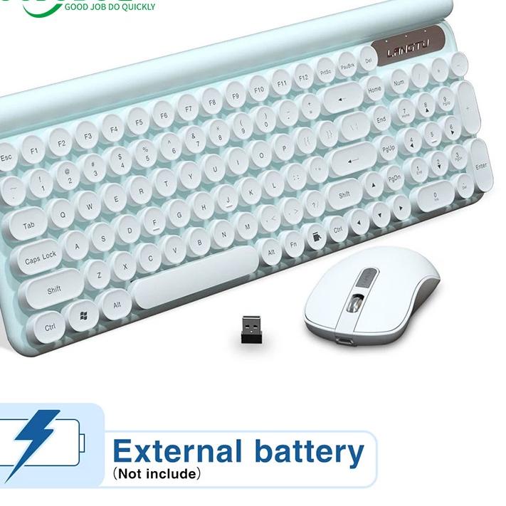 Jual Terjamin Goojodoq Keyboard and Mouse Wireless Set 2.4G Retro Mute ...