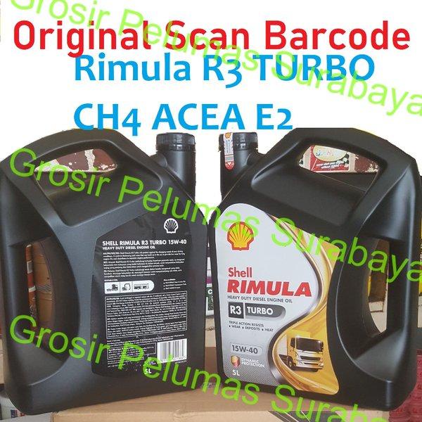 Jual Oli Mesin Diesel Original Scan Barcode Shell Rimula R3 Turbo 15W40 ...