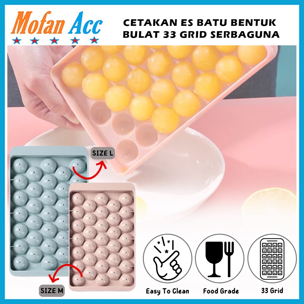 Jual Cetakan Es Batu Bulat 33 Grid / Ice Cube Tray Mold / Alat Pencetak ...