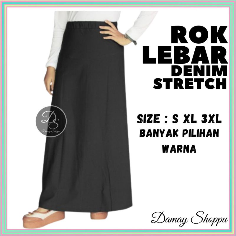 Jual Rok Panjang Lebar Bahan Denim Stretch Three Dee Goal Ukuran ...