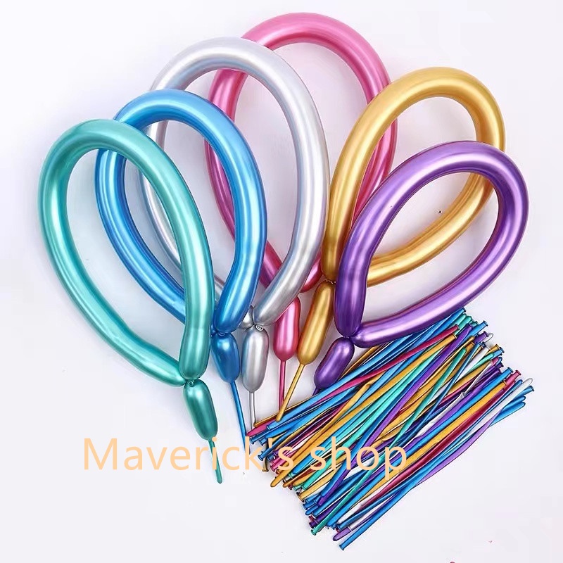 Jual 100pcs Balon twist /pentil chrome/ balon cacing warna metalik ...
