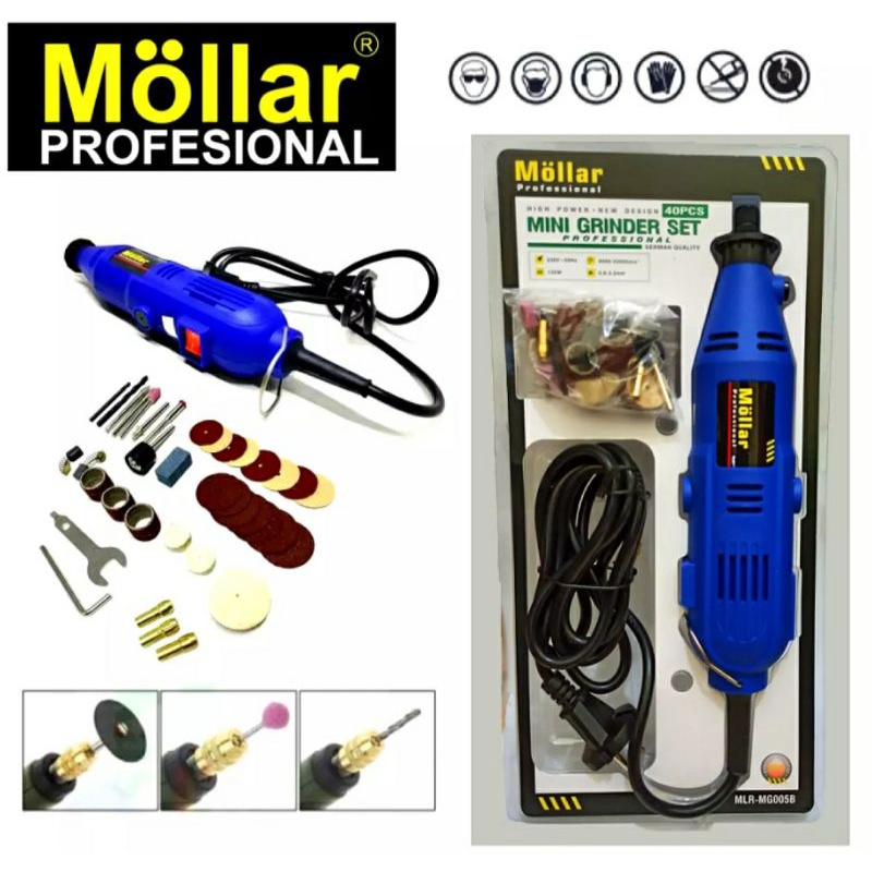 Jual MOLLAR MINI DIE GRINDER SET 40 PCS - GERINDA BOR TUNER LISTRIK ...