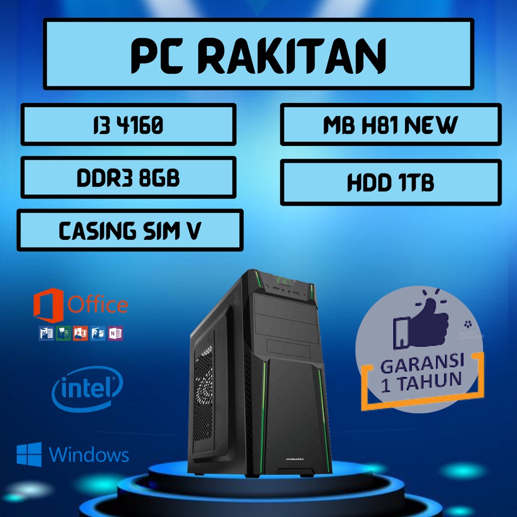 Jual PC Komputer Rakitan Intel Core i3 4160 Motherboard H81 RAM DDR3 ...