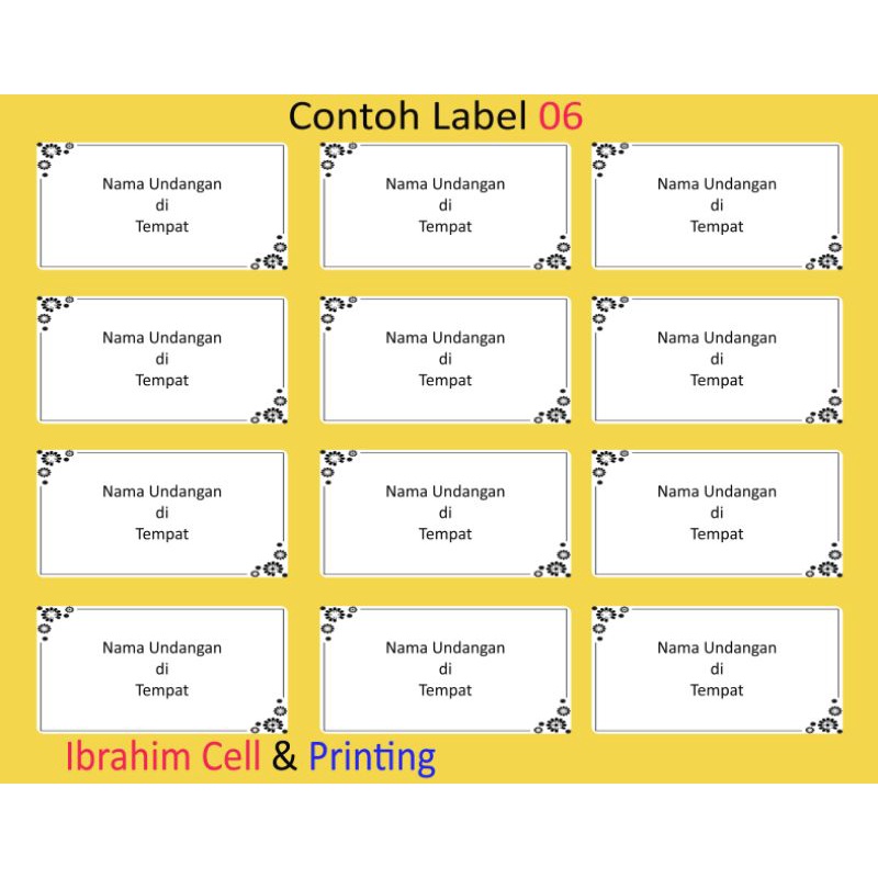 Jual Label Nama Undangan 103 Motif bunga 06 | Shopee Indonesia