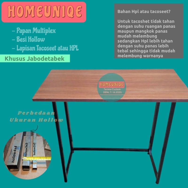 Jual HOMEUNIQE Meja Lipat HPL SIDEFOLD Baut HPL Bazar Resto Kerja ...