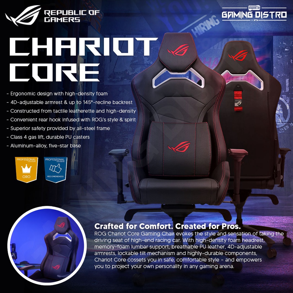 Jual ROG Chariot Core Gaming Chair with Racing Car Style | Shopee Indonesia