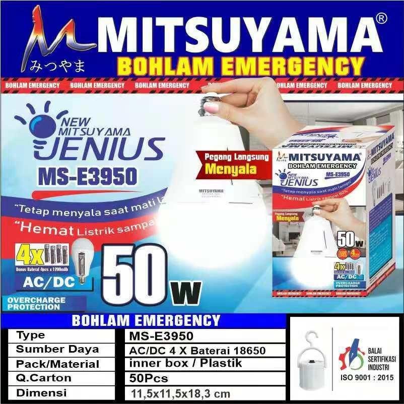 Jual Lampu EMERGENCY Mitsuyama Jenius Bohlam 50 Watt LED Otomatis Emergency MS-E3950 | Shopee ...