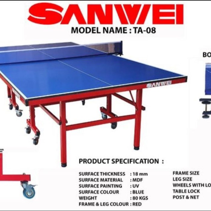 Jual Meja Pingpong Tenis Meja Sanwei TA 08 Import Original | Shopee Indonesia