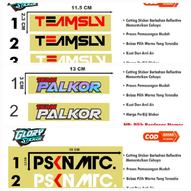 Jual stiker cutting teamslv palkor pksnmtc [harga per 3 biji] | Shopee ...