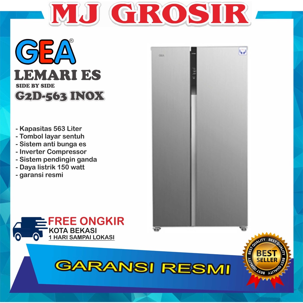 Jual KULKAS GEA 2 PINTU JUMBO SIDE BY SIDE INVERTER TYPE G2D 563 INOX ...