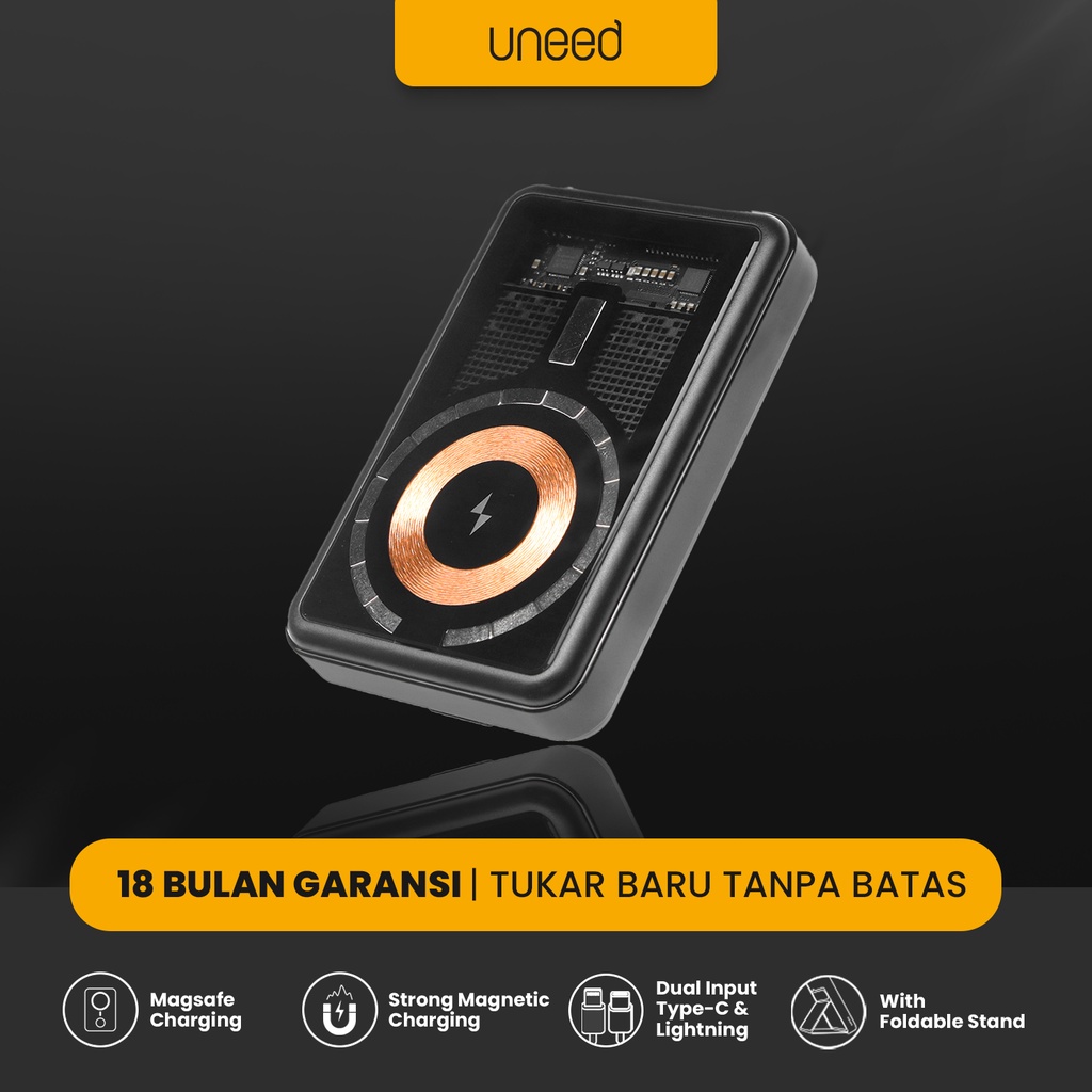 Jual UNEED Powerbank Transparent Wireless Magsafe 15W Fast Charging ...
