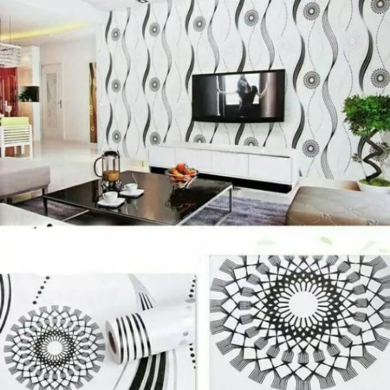 Jual Wallpaper Sticker Dinding Motif Cakra Hitam Dasar Putih Istimewah ...