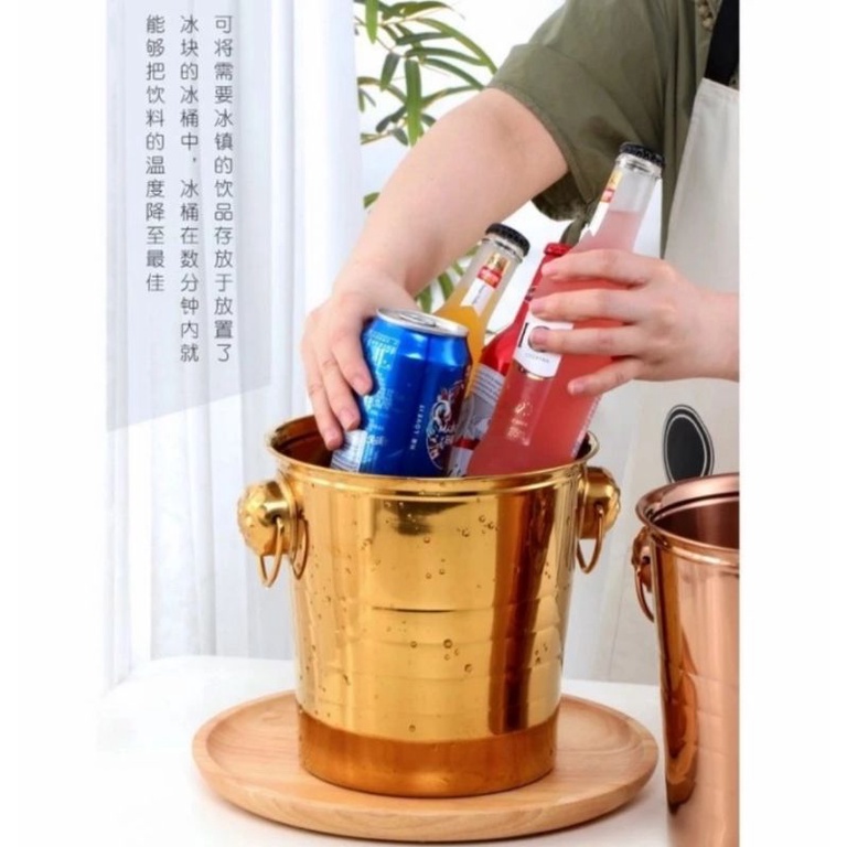 Jual bucket es batu tong es batu bahan stainless warna GOLD | Shopee ...
