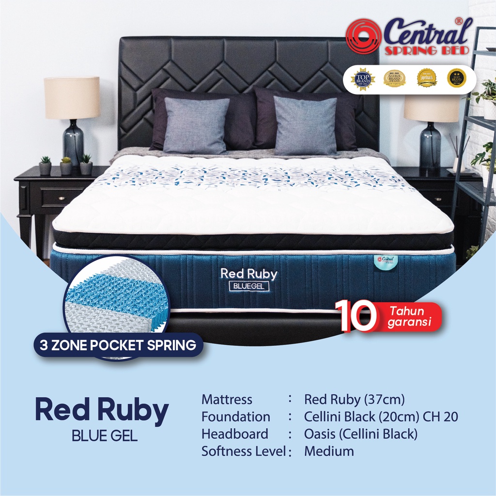 Jual Central Springbed Red Ruby Pocket Spring – Bed Set | Shopee Indonesia